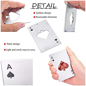 CUGBO 20Pcs Bottle Opener, Stainless Steel Credit Card Size Beer Opener Cap, Ace of Spades Casino Poker Shaped Can Opener for Your Wallet, Suits for Family Bar Party Tools