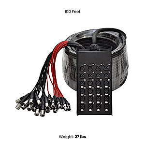 Seismic Audio Speakers 16 Channel Low Profile XLR Send Circuit Board Snake Cable, XLR Splitter Cable, 100 Feet