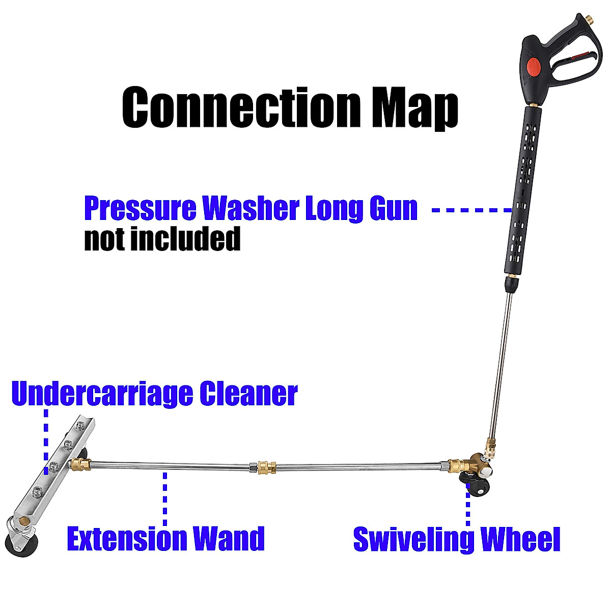 M MINGLE Pressure Washer Undercarriage Cleaner, Under Car Washer, with Swivel Wheel and 2 Extension Wand, 4000 PSI