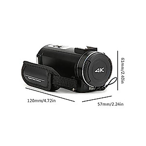 Oumij1 Digital Video Camera 3IN High Definition 4K Video Camera 16X Zoom Handheld DV IR Infrared Night Viewing Digital Home Travel Conference Live (US Plug 100‑240V)