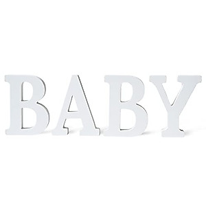 ANSOMO Baby Letters Small Table Sign Baby Shower Centerpiece Party Decorations White