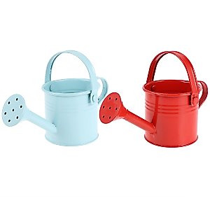 DOITOOL Metal Watering Can, 2Pcs Kids Watering Cans, Iron Watering Kettle Small Watering Pot for Home Office Indoor Outdoor Succulents, Potted Flowers, Bonsai Plants (Red and Light Blue)