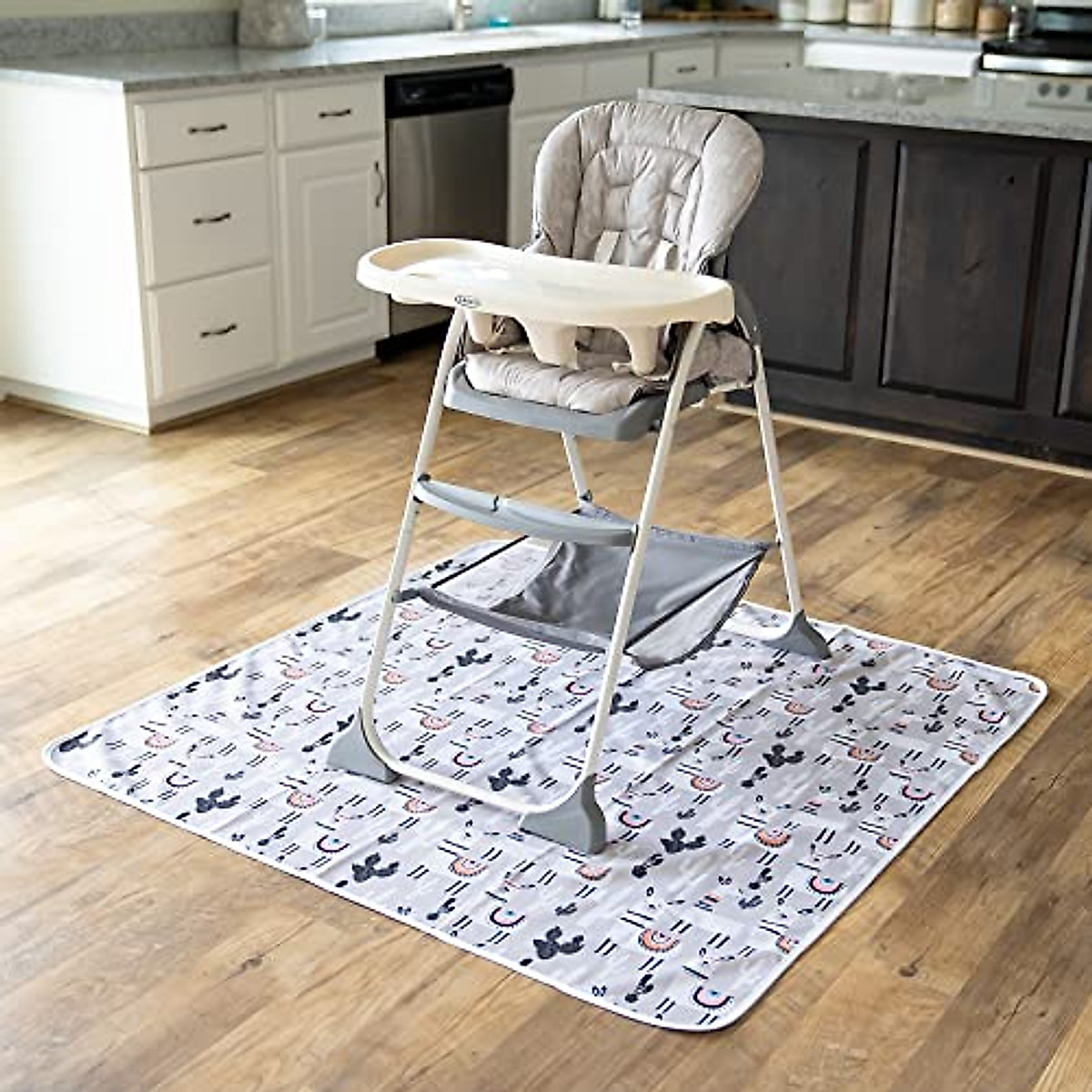 BABYBOET Splat Mat for Baby – Under High Chair Floor Mat Protects Wood, Vinyl and Carpet from Spills – Waterproof Triple Layer Baby Mat with Anti-Skid Backing Deters Bunching and Sliding (51” x 51”)