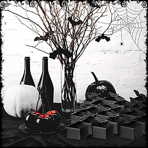 Cholemy 60 Pcs Black Halloween Party Treat Boxes Bat Ghost Candy Cookies Gift Box Spider Black Party Favor Boxes Cardboard Halloween Candy Container for Party Supplies Decorations, 3 Styles