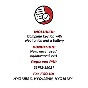 KeylessOption Keyless Entry Remote Control Car Key Fob Replacement for HYQ12BAN, HYQ12BBX, HYQ1512Y (Pack of 2)
