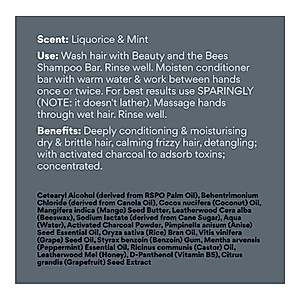 Beauty and the Bees Eco Friendly Voodoo Activated Charcoal Deep Solid Conditioner Bar 50g for Normal - Color Treated Dry Hair | Untangles and Softens Hair
