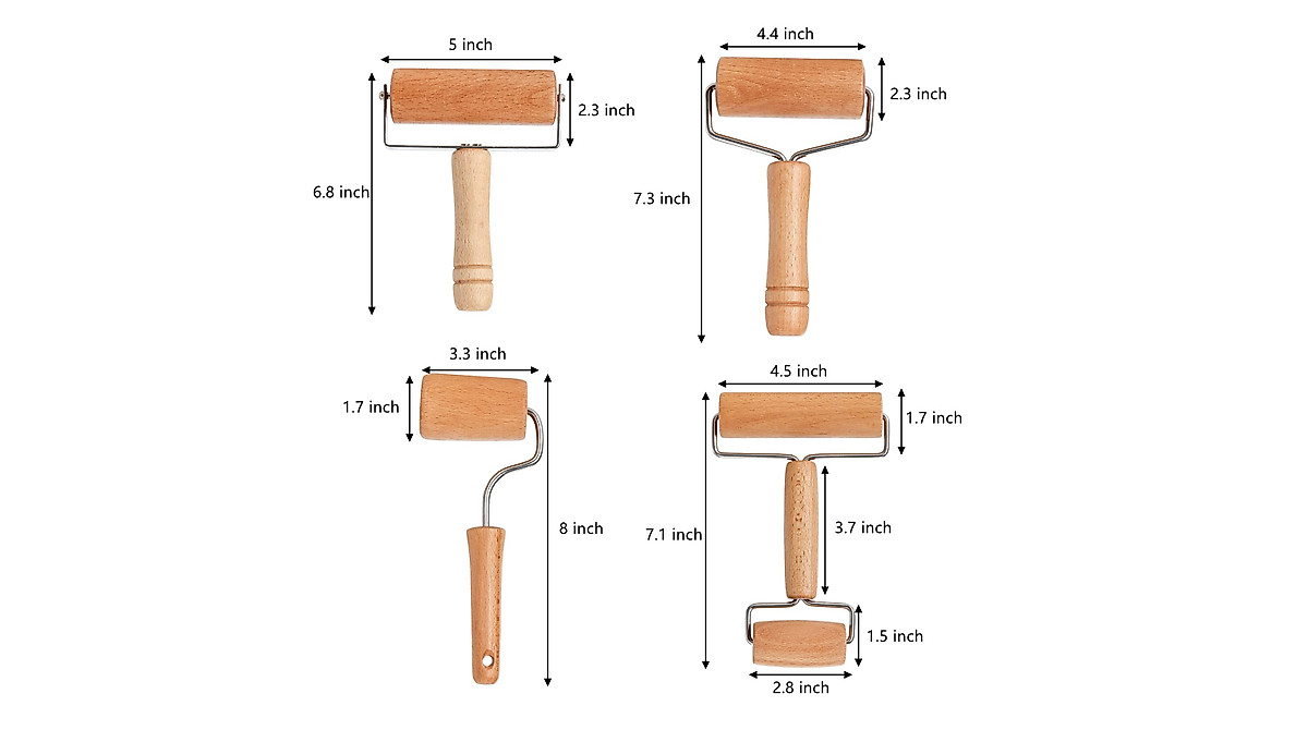AVLA Non-Stick Wooden Rolling Pin Set for Baking