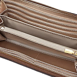 GUESS womens Zadie Logo Large Zip Around Wallet, Latte Logo Python, one size US