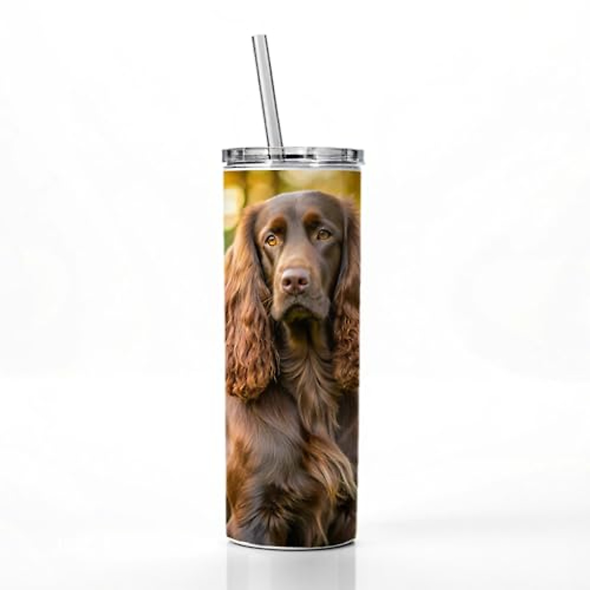 Field Spaniel Dog Photo Skinny Tumbler 20oz with Straw Insulated Water Bottle Gift
