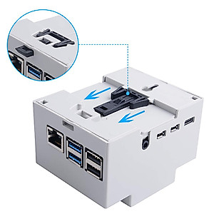 GeeekPi Case for Raspberry Pi 4, DIN Rail Case with Fan for Raspberry Pi 4, Modular Box for Electrical Panels, Pi 4 Heatsinks for Raspberry Pi 4 Model B