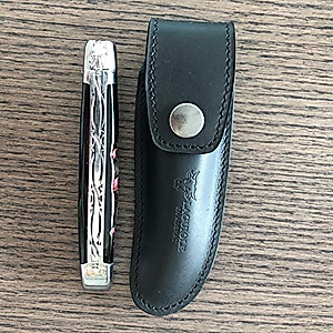 Laguiole en Aubrac Genuine Black Leather Sheath/Case/Pouch/Protector For Folding Knife