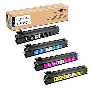 Compatible 4 Pack T-FC50U Toner Cartridge Replacement for Toshiba e-Studio 2555c 3055c 3555c 4555c 5055c Printers ,Sold by OXYZOU(1BK+1C+1M+1Y).