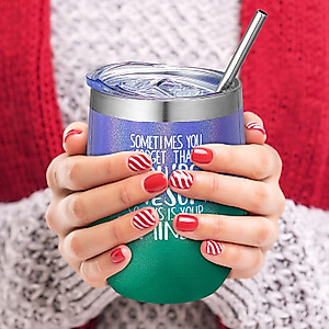 Birthday Gifts for Women, Men-Thank You Gifts-Funny Inspirational Encouragement Friend Birthday Gifts for Women, Friends, Men, BFF, Mom, Coworker- Stainless Steel Wine Tumbler With Lid