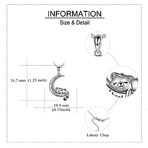 ONEFINITY Red Panda Necklace Gifts Sterling Silver Moon Red Panda Pendant Necklaces Cute Red Panda Jewelry for Women