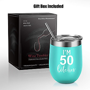 Coolife Wine Tumbler - Fiftieth Birthday Gifts for Women, Funny 50th Birthday Gifts for Women - Turning 50th Year Old Birthday Gifts Ideas for Women - Fifty Birthday Gifts, 50s Birthday Gift for Women