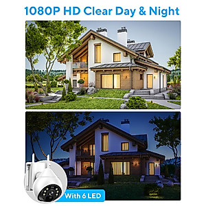 ANWIKE Solar Security Camera Outdoor Full 360°Coverage - Double Solar Panel Pan Tilt Zoom Wireless Security Camera with floodlights Color Night Vision, WiFi Camera 2-Way Audio IP66 Waterproof