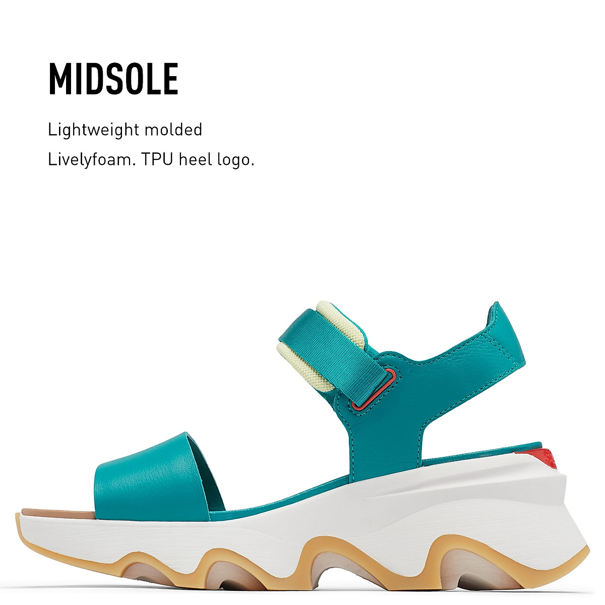 Sorel Women's Kinetic Impact Y-Strap High Sandals - Teal Chloride, Sea Salt - Size 8