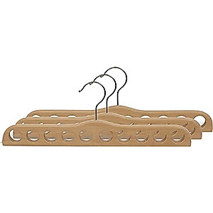 Natural Finish Wood Scarf Hanger with 10 Holes and Chrome Hardware in 17 1/2" Length X 3/4" Thick, 1 Hanger