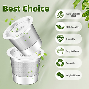 2 Pack Stainless Steel K Cup Reusable Coffee Pods Compatible with kuerig 1.0 Coffee Maker, K Cup Filters Refillable Coffee Pods Coffee Filters