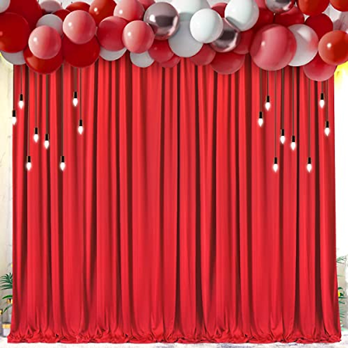 10x10 Red Backdrop Curtain for Parties Wedding Wrinkle Free Red Photo Curtains Backdrop Drapes Fabric Decoration for Birthday Party Baby Shower Christmas 5ft x 10ft,2 Panels