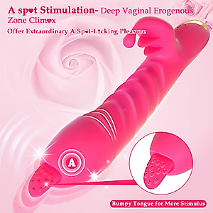 Thrusting G Spot Rabbit Dildo Vibrator, Tongue Licking Rotating Vibrating Women Couples Adult Sex Toys, MHYNNR Female Clitoris Vibrator Wand Stimulator Toy, Dildos Vibrators for Woman Her Pleasure