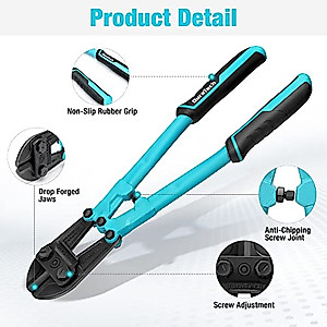 DURATECH 3-Piece Bolt Cutter Pliers Set, 14" Heavy Duty Bolt Cutter, 8" Mini Bolt Cutter, 8" Wire Cable Cutter with Carrying Case, Ergonomic Handle, Cr-V Blade for Bolts, Rivets, Chains, Wires