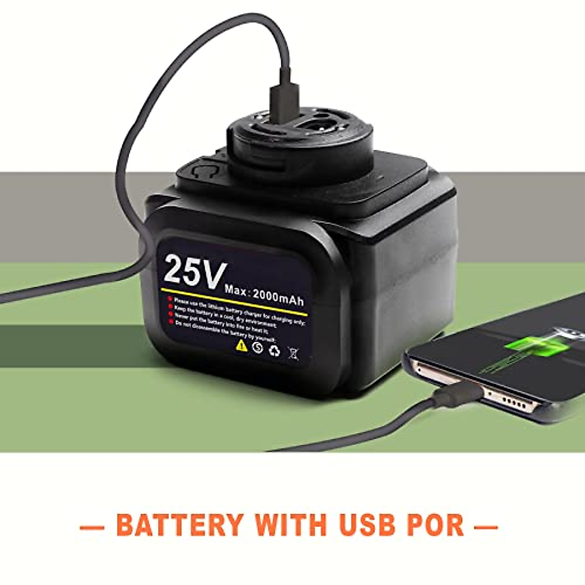 T TOVIA Electric Pruning Shears Battery, 25V 2Ah Lithium Battery for Mini Chainsaw, Compatible with Models GPS51-B2540 GPS72