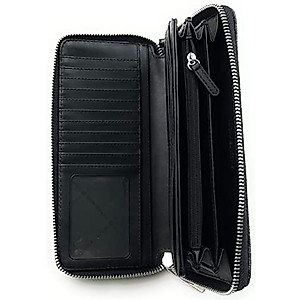 Michael Kors JST Large Chain Shoulder Tote JST Continental Wristlet (Black Signature)