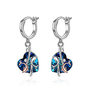 Dolphin Earrings Sterling Silver Crystal Dolphin Hoop Earrings Dolphin Jewelry Gifts for Women Daughter