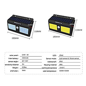 ZeZhen LED Light Bulbs LED Wall Lamp PIR Motion Sensor Solar LED Lamp 20 40 LEDs 1200mAh Battery Solar IP65 Outdoor Garden Street Path Lights LED Light Bulb (Color : B 40Leds)