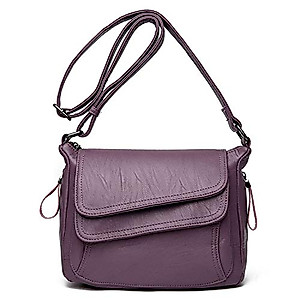 SYYHOME Crossbody Purses for Women PU Leather Hobo Shoulder Bags Travel Purses and Handbags Medium Pocketbooks (Purple)