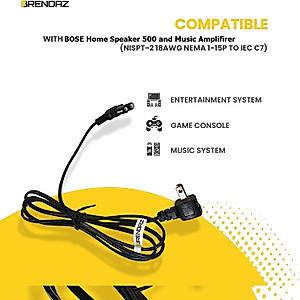Right Angle Power Cord for Printers, 2 Slots Angled Power Cable Compatible with Bose Home Speaker 500