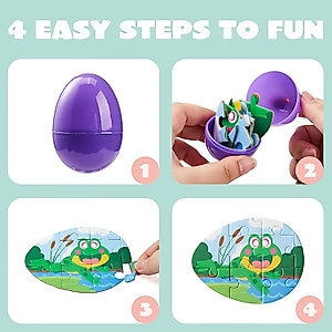 JOYIN 12 Pcs Easter Eggs Jigsaw Puzzle for Egg Hunt Game, School Activities Rewards, Kids Party Favors, Easter Basket Stuffers Fillers, Classroom Prize Supplies