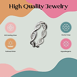 FashionJunkie4Life Sterling Silver DNA Molecule Double Helix Ring Band, Sizes 6-10, Science (6)
