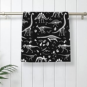 Golosila Soft Absorbent Hand Towel Dinosaur Black and White Bathroom Decorations Multipurpose Fingertip Towels for Guests, Hand, Face, Gym and Spa, Yoga All Season-27.5 x 16 inches
