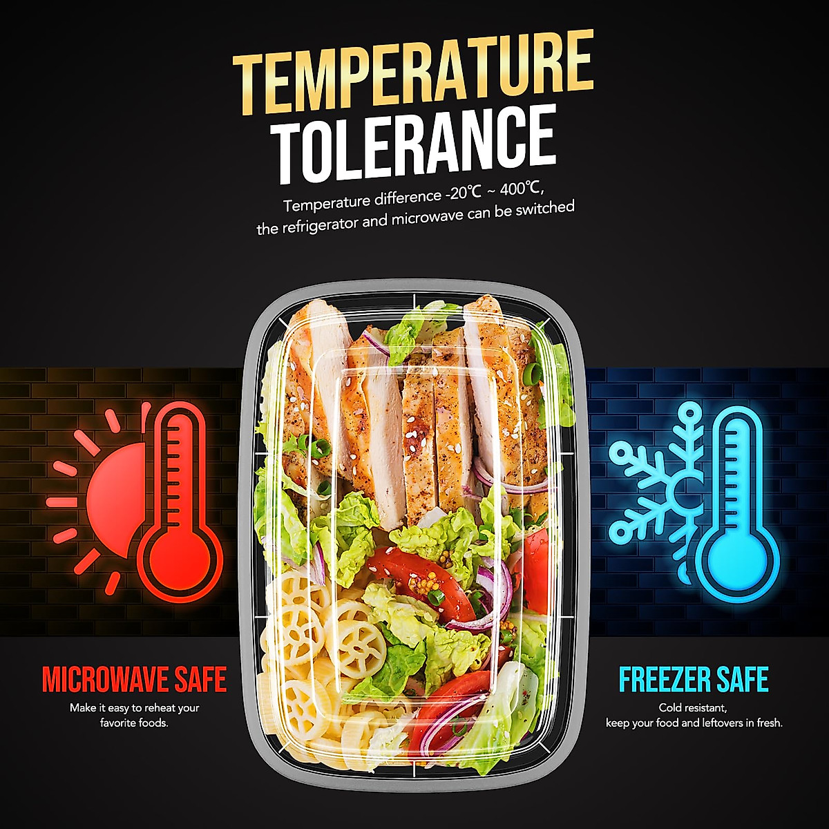 Glotoch 50 Pack【34OZ】Meal Prep Container Microwave Safe,Upgrade Durable Food Storage Containers With Lids,To Go Containers For Lunch/Takeout/Travel BPA-free, Stackable,Dishwasher/Freezer Safe