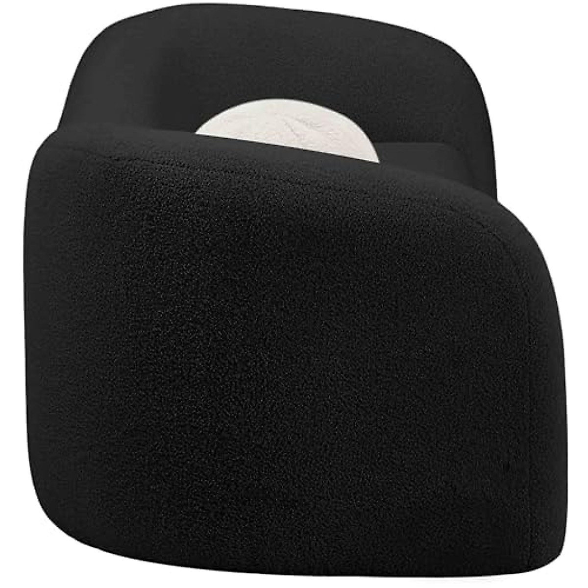 Meridian Furniture 186Black-S Kali Collection Modern | Contemporary Sofa with Soft Black Faux Shearling Teddy Fabric, Curved Back, 86" W x 33" D x 27" H, Black