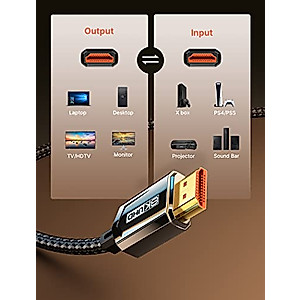 JSAUX 8K HDMI Cable 2.1 6FT 2-Pack 48Gbps Ultra High Speed Braided HDMI Cord(8K@60Hz 4K@120Hz) eARC HDR10 HDCP 2.2 & 2.3 3D, Compatible for PS5/PS4/X-Box/Roku TV/HDTV/Blu-ray/LG/Samsung QLED-Black