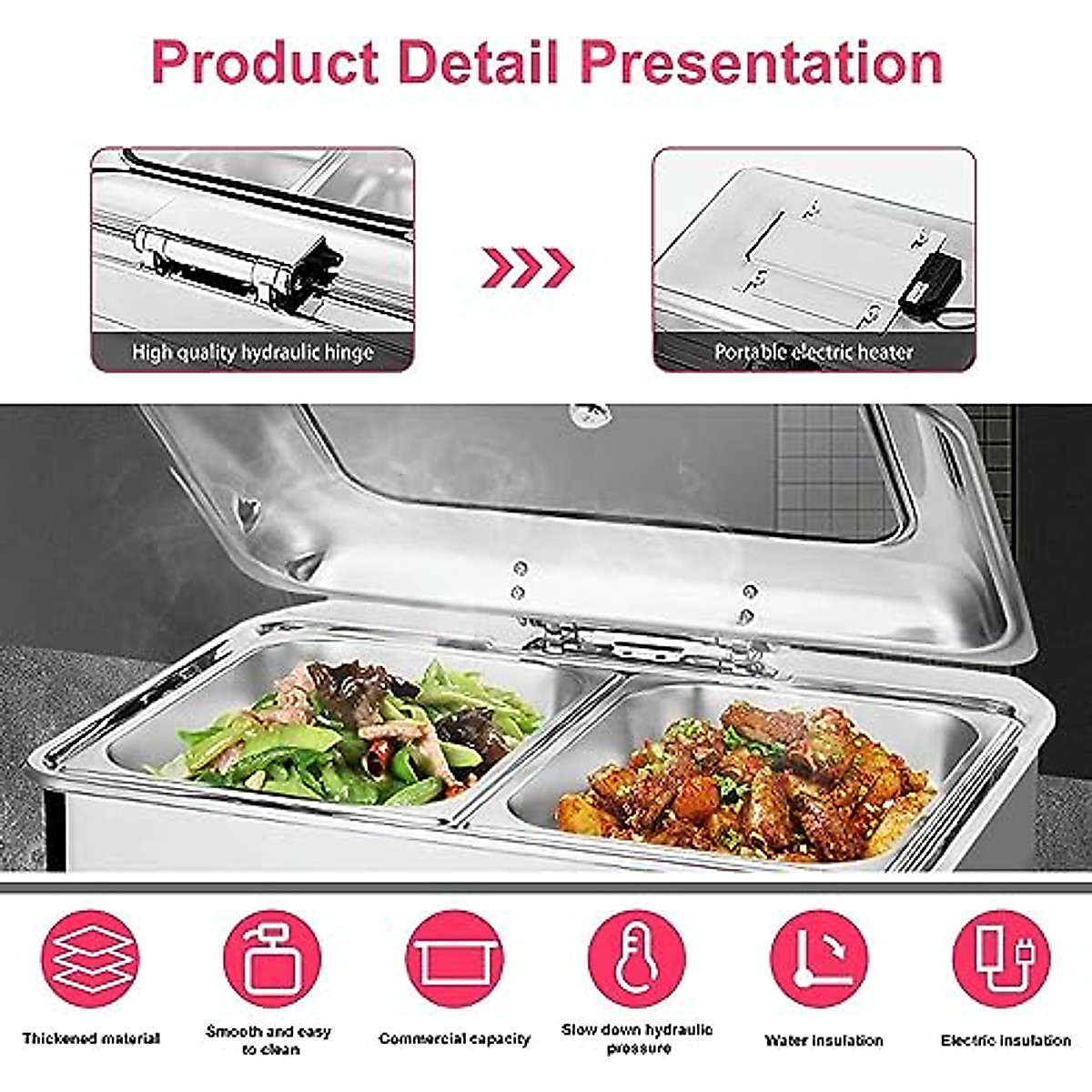 9L Electric Buffet Warmer, Chafing Dish Buffet with Heating Tray, Electric Buffet Warmer for Buffet Food Warmer, Buffet Server