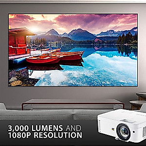 ViewSonic PX706HD 1080p Short Throw Projector with 3000 Lumens 22,000:1 DLP Dual HDMI USB C and Low Input Lag, Stream Netflix with Dongle