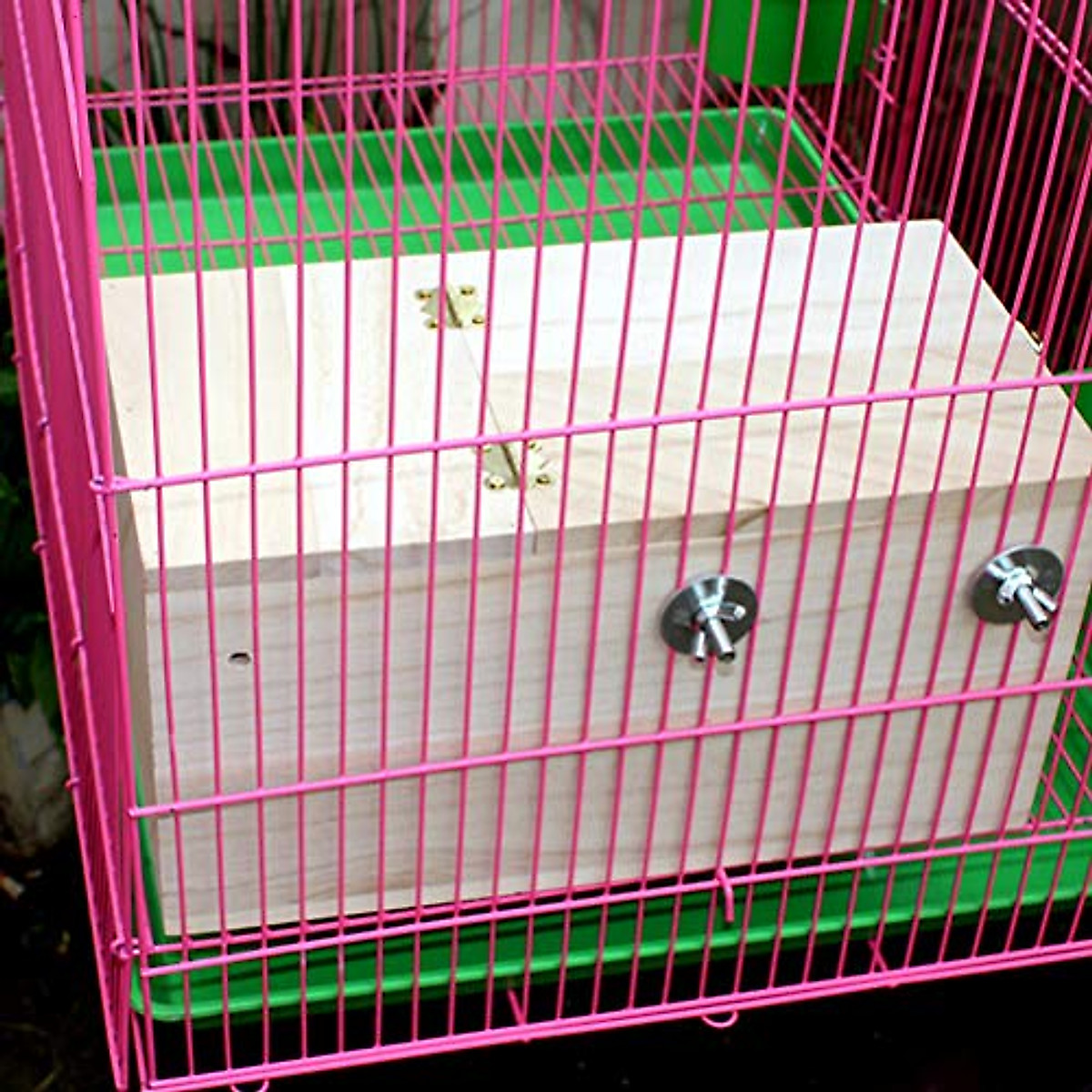 balacoo Wooden Bird Nesting Box Parrot Clear View Window Lovebirds Breeding Box Bird Nesting Feeding Station House Left Open Window (Small Size)