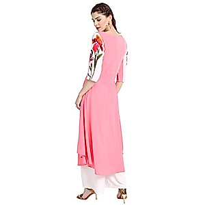 Janasya Indian Women's Tunic Tops Crepe Kurti for Women(XXX-Large) Pink