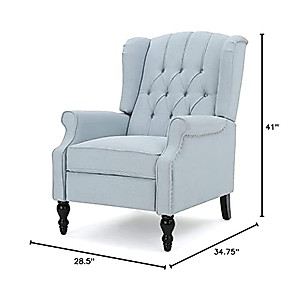 Christopher Knight Home Walter Fabric Recliner, Light Sky Dimensions: 34.75”D x 28.00”W x 41.25”H