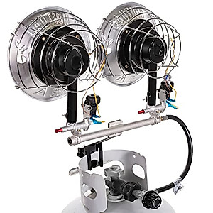 PRI Portable 30,000 BTU Outdoor Propane Tank Top Infrared Heater Double Burner Safety Shut-Off Valve & Tip-Over Switch (Propane Cylinder not Included) (TTH30)
