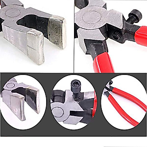 8 Inch Key Fob Pliers Attach Rubber Tips, Glass Running Plier for Key Fob Hardware Install and Stained Glass Work, with Adjustable Screw