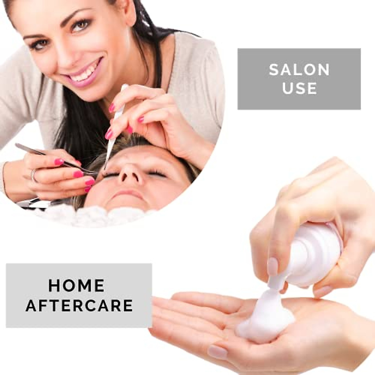 Lash Shampoo for Lash Extensions Kit - Cleaning Brush & Mascara Wand - Sensitive Foaming Eyelash Extension Cleanser Eye Makeup Remover - Paraben, Sulfate, Oil Free - Salon & Home Use (60ml/ 2fl Oz)