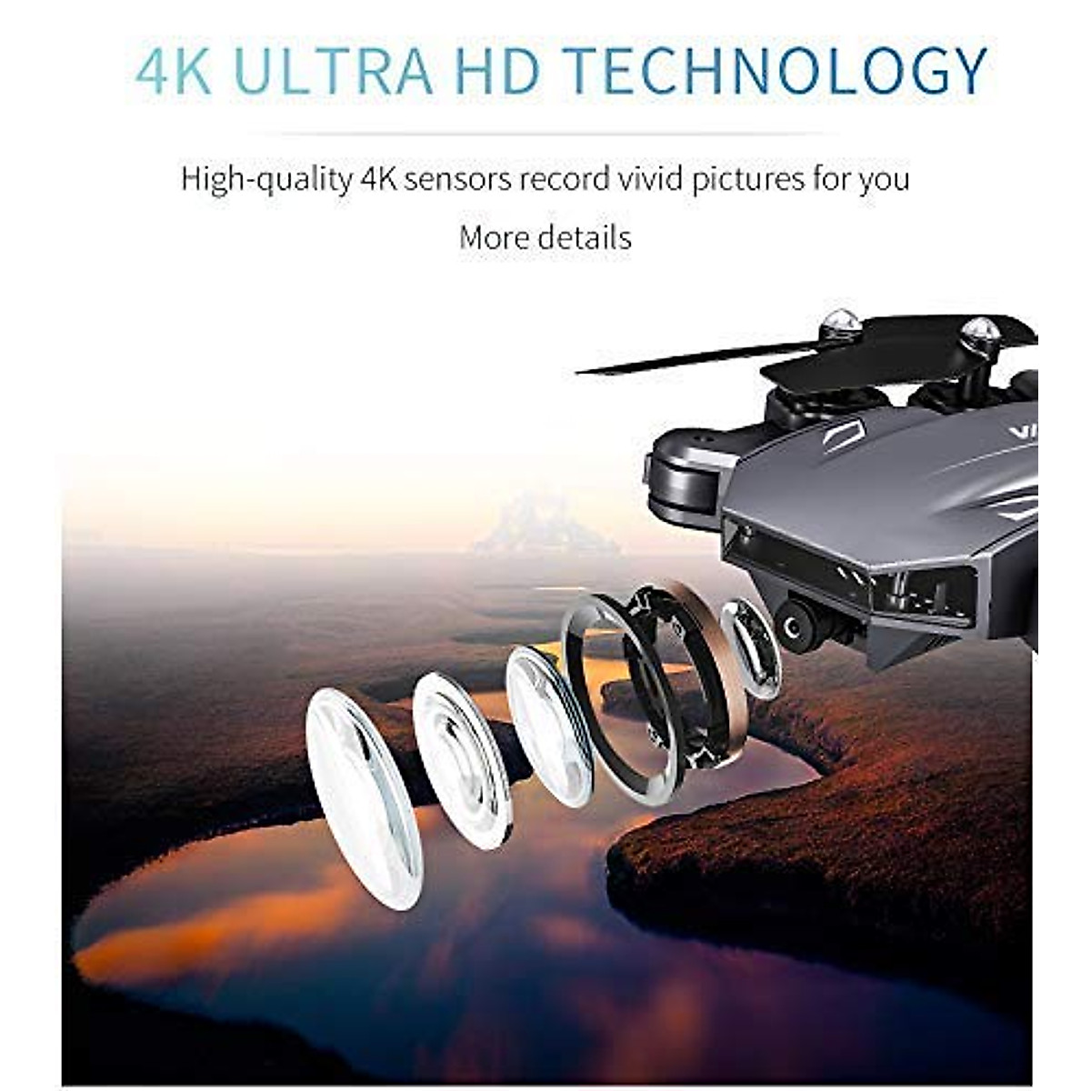 VISUO XS816 4k Drone with Camera Live Video, Teeggi WiFi FPV RC Quadcopter with 4k Camera Foldable Drone for Beginners - Altitude Hold Headless Mode One Key Off/Landing APP Control Long Flight Time