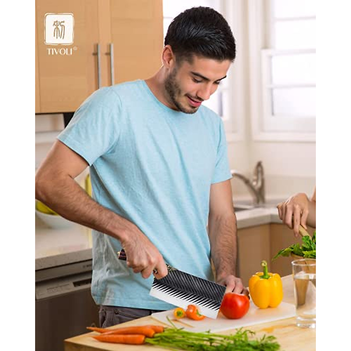 TIVOLI Chopping Knife 7.6-inch Chinese Cleaver Kitchen Knife Professional Chef Knife Japan VG10 High Carbon Steel Full Tang Butcher Cleaver Knife Vegetable Meat Cutting for Home Kitchen Restaurant