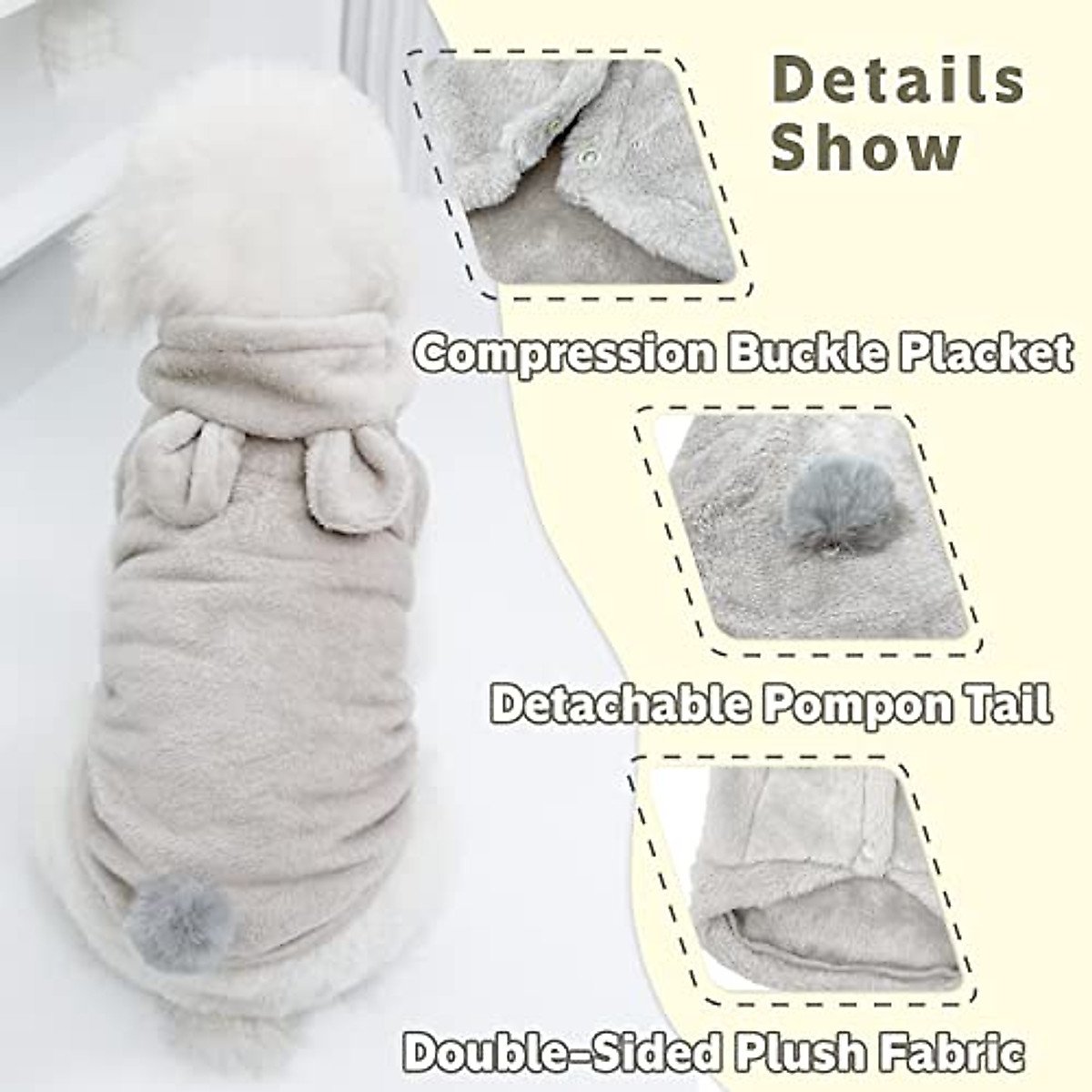 MESHEEN Dog Sweaters for Small Dogs Made of Skin Friendly Soft Double Face Fleece Keep Your Pet Cozy, Adorable Puppy Coat Use Cute Bear Ears Hooded Design…