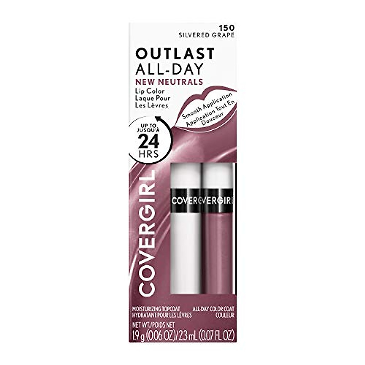 COVERGIRL Outlast All-Day Lip Color with Moisturizing Topcoat, New Neutrals Shade Collection, Silvered Grape, Pack of 1